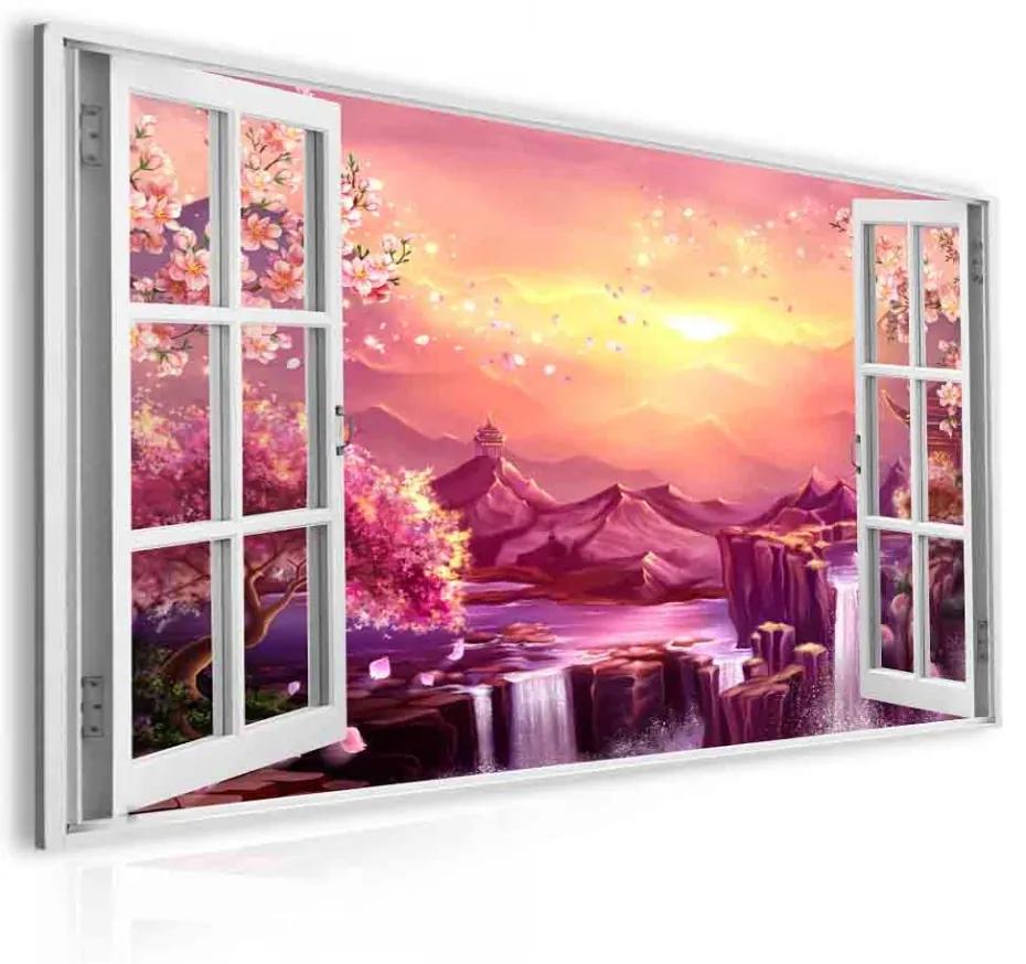 Malvis ® Obraz okno sakury Velikost (šířka x výška): 30x20 cm