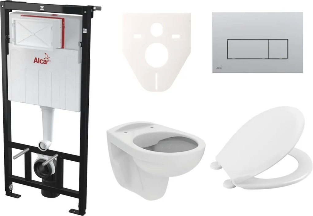Závěsný set WC S-Line Pro rimless, nádržka Alca Sádromodul, tlačítko chrom mat SIKOASP9