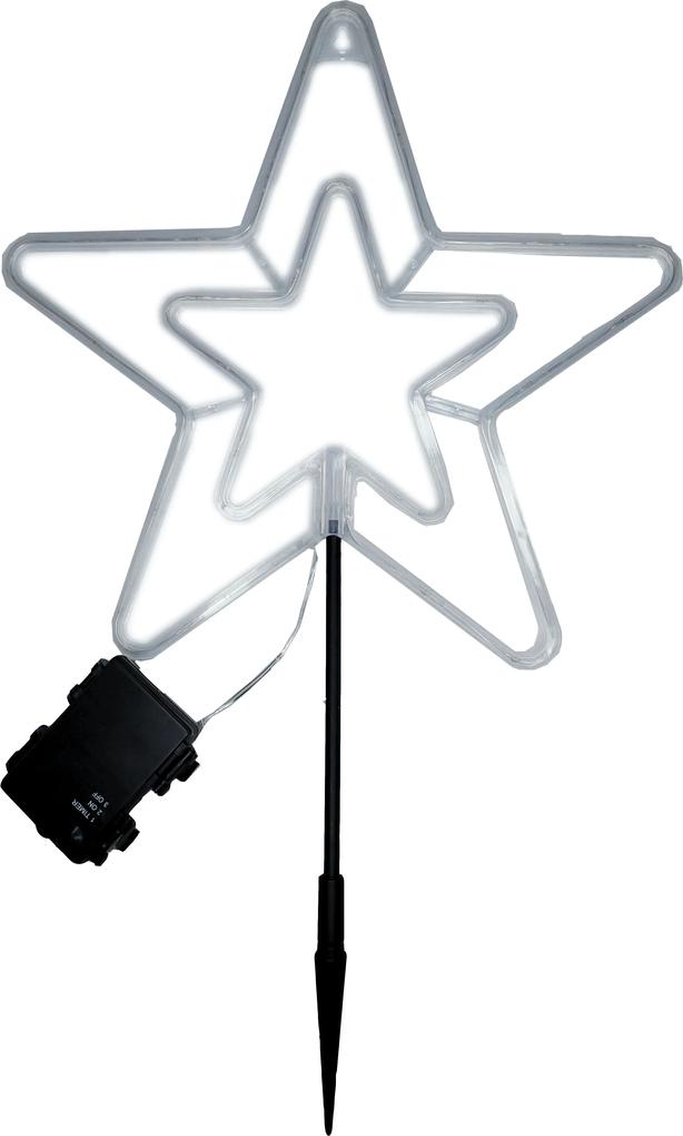 Vánoční LED světelná zapichovací dekorace, hvězda, na baterie, 28cm Barva: Studená bílá