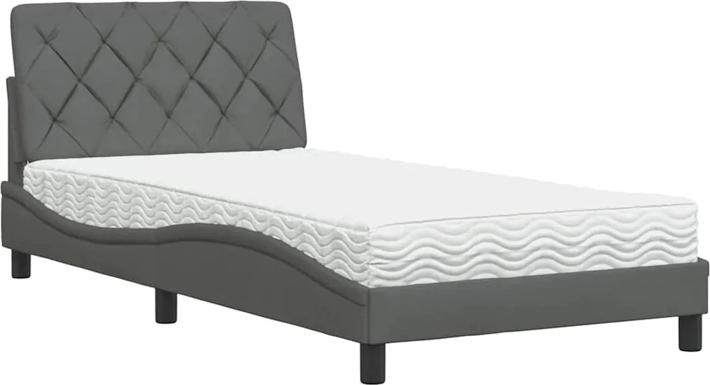 Postel s matrací tmavě šedá 100 x 200 cm textil 3310721