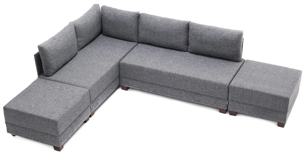 Designová rohová sedačka Ramesha 280 cm šedá - levá