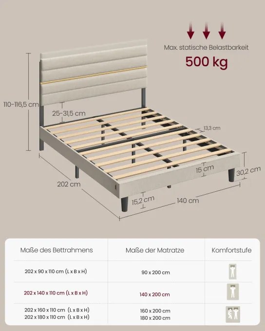 Manželská postel 140 cm RMB504LH01