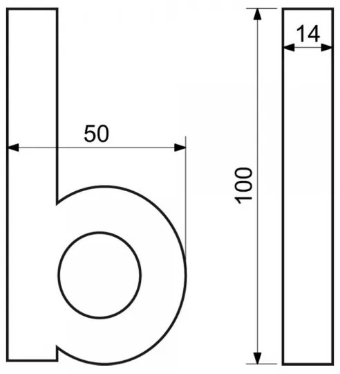 Domovní číslo "B", RN.100LV, broušené