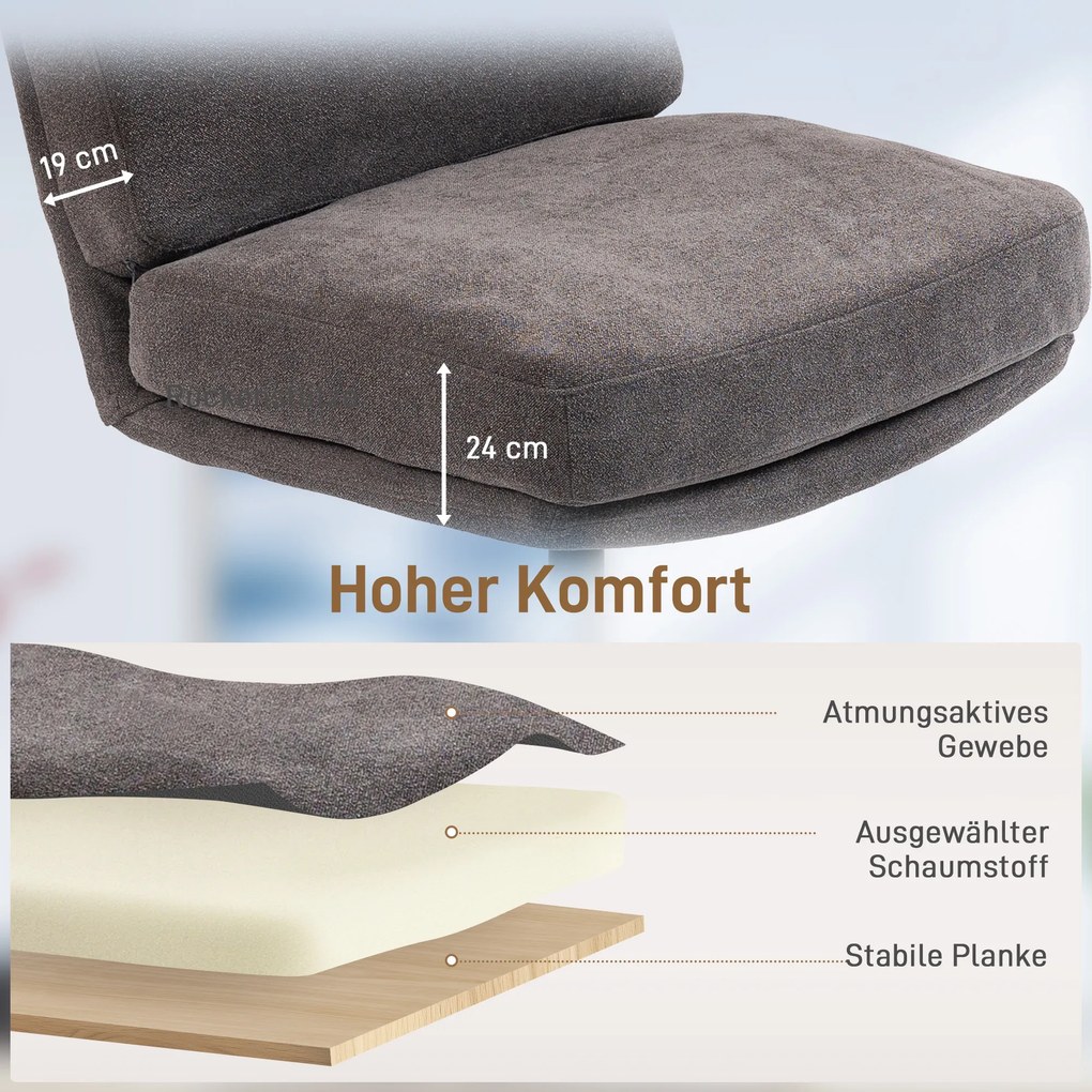 HOMCOM otočné relaxační křeslo s podnožkou, látka se vzhledem lnu, široké polstrované sedadlo, moderní křeslo do obýváku a ložnice, tmavě šedé