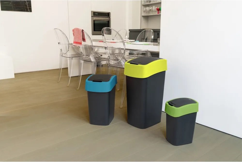 Černý/modrý plastový odpadkový koš na tříděný odpad 9 l Flip Bin – Curver