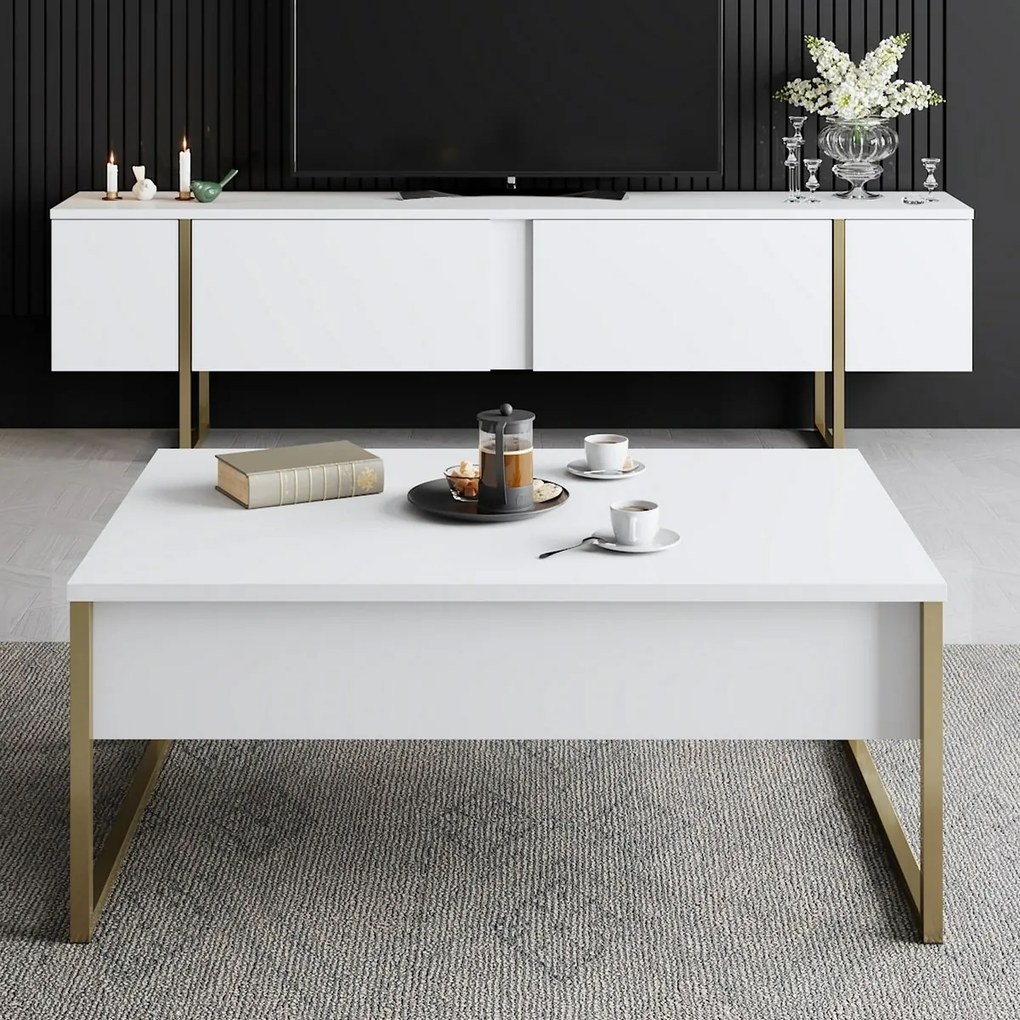 Konferenční stolek Luxe White and Gold
