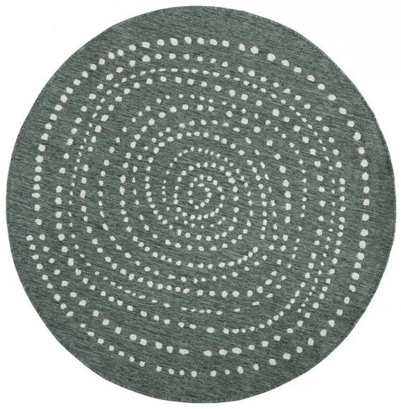 NORTHRUGS - Hanse Home koberce Kusový koberec Twin-Wendeteppiche 103111 grün creme kruh – na ven i na doma - 140x140 (průměr) kruh cm