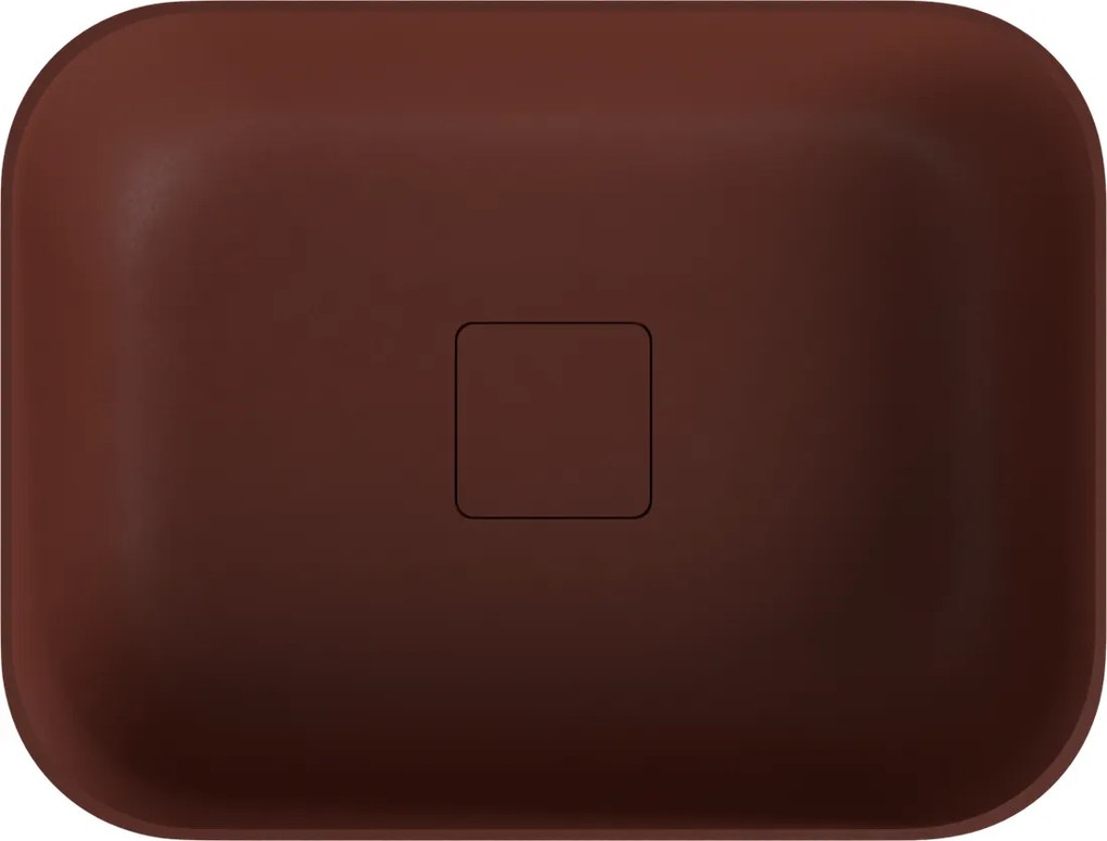 Polysan Banera Square umyvadlo na desku 50 x 36 cm bez otvoru pro baterii bez přepadu litý mramor hnědá mat 14596.71