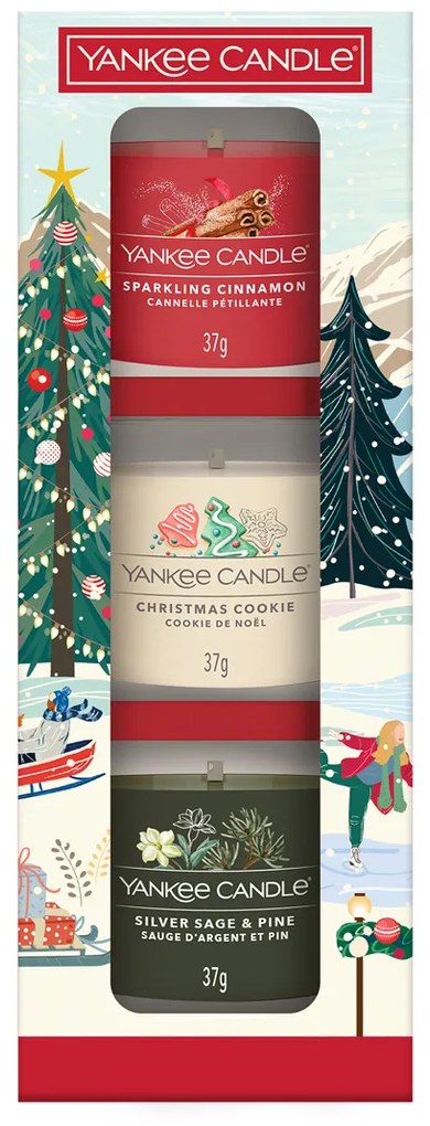 Yankee Candle Dárková sada 3 skleněných votivních svíček Christmas Classics 2025