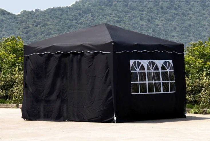 Nůžkový pavilon, party stan 3x3m černý se 4 stěnami