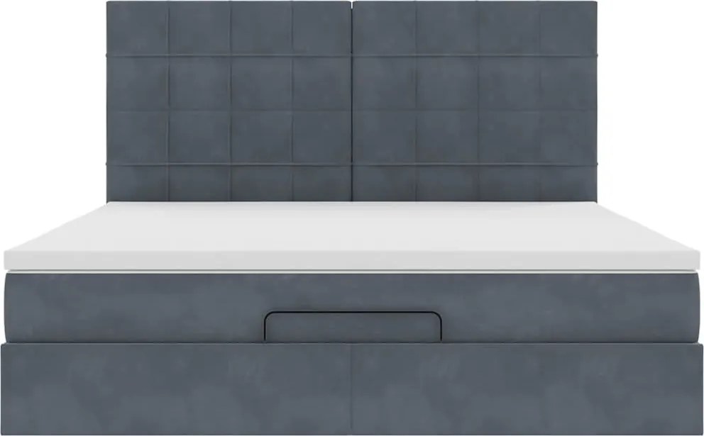 Osmanský rám postele s matracíes tmavě šedá 160x200cm samet 3313482
