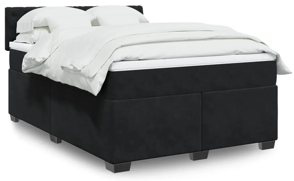 Box spring postel s matrací černá 140 x 190 cm samet 3288614