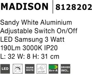 Nástěnné LED svítidlo NOVA LUCE MADISON 3W 3000K 8128202
