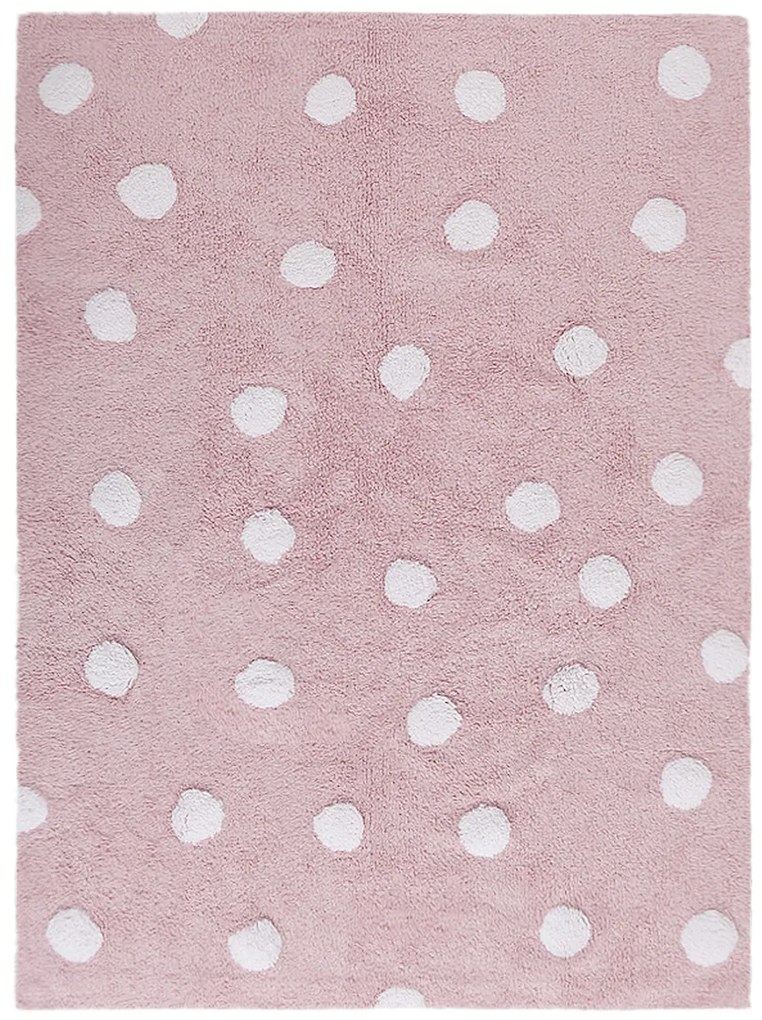 Bio koberec kusový, ručně tkaný Polka Dots Pink-White-120x160