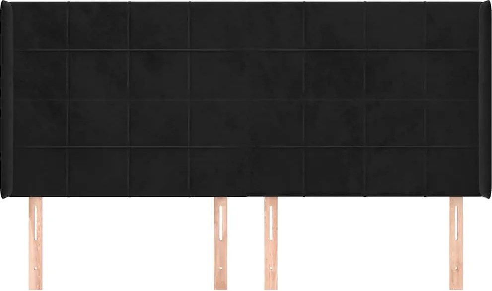 Čelo postele typu ušák černé 183x16x118/128 cm samet 3119642