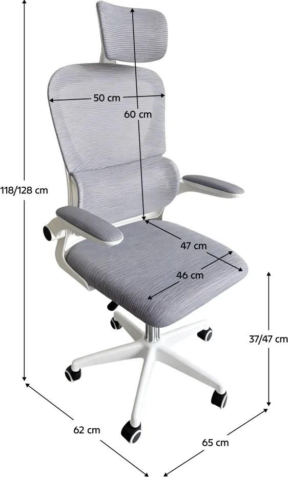 Kancelářské křeslo, šedá/bílá, FERIS