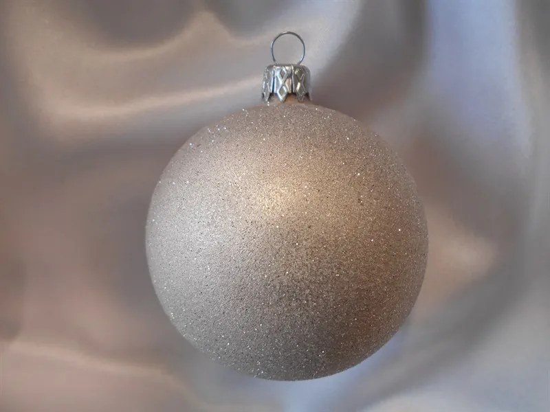 Vánoční koule 10 cm, ručně foukané sklo - šedá