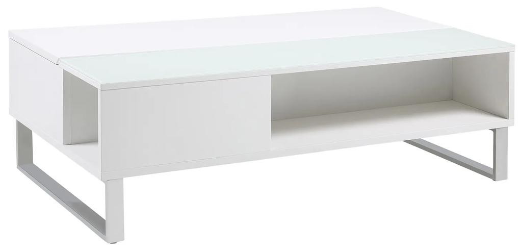 Rozkládací konferenční stolek do obývacího pokoje se skříňkou Bílý MAVI
