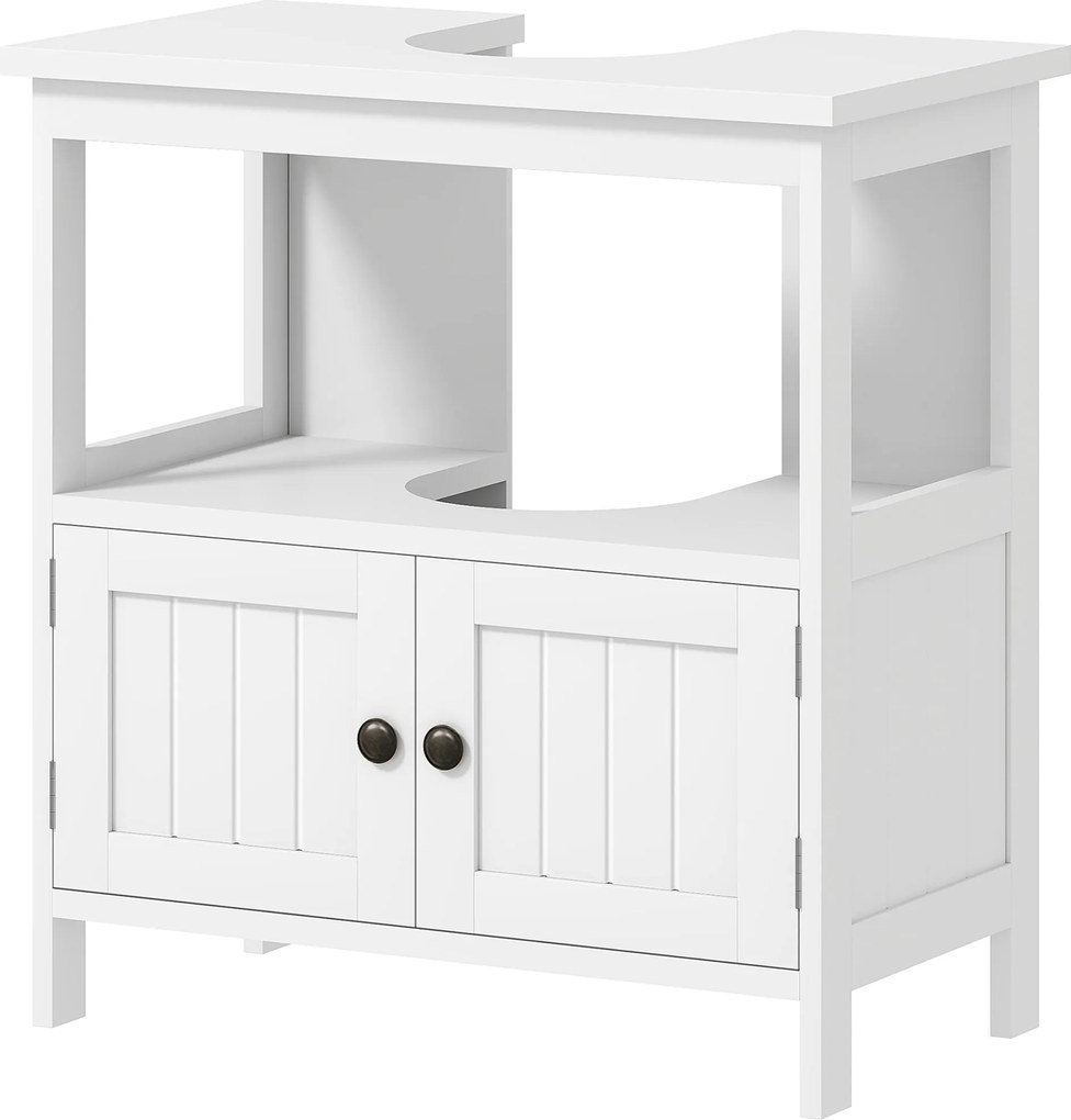 Podskříňový kabinet Kleankin se 2 dvířky a otevřenou policí, moderní design, nosnost 30 kg, 60x30x60 cm, bílý | Aosom