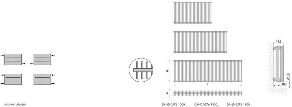 Isan Antika Double horizontal 576 x 1800 mm koupelnový radiátor bílý