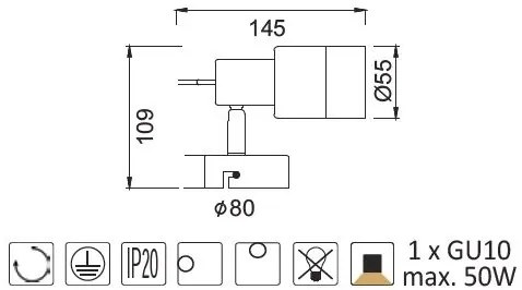 ACA DECOR Přisazené bodové svítidlo PLATINUM max. 50W/GU10/230V/IP20
