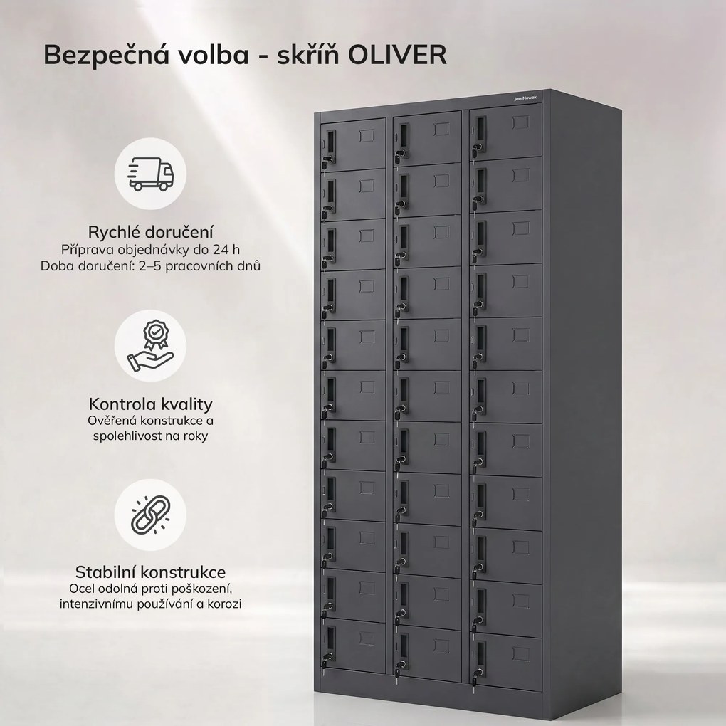 Antracitová skříňka pro zaměstnance: OLIVER, 900 x 1850 x 450 mm