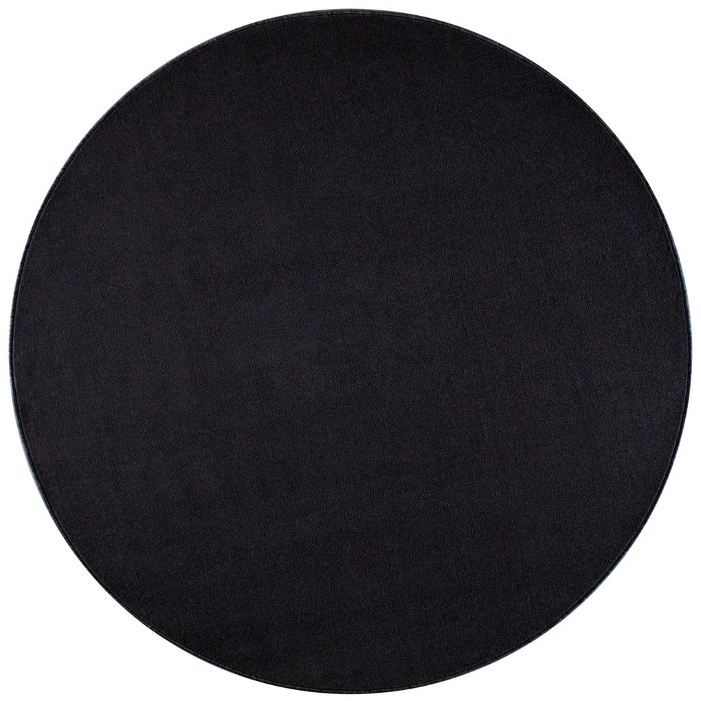 Hanse Home, Kusový koberec Nasty 102055 Schwarz kruh, 133x133 (průměr) kruh, černá, chodba / předsíň