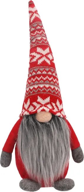 Vánoční dekorace skřítek šedá / červená 34 cm