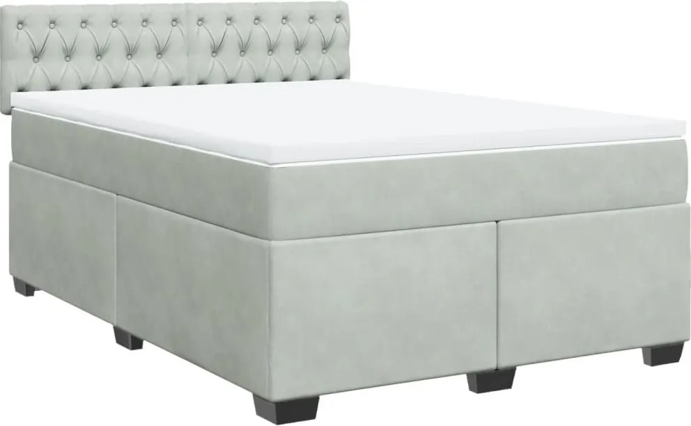 Box spring postel s matrací světle šedá 160x200 cm samet 3288660