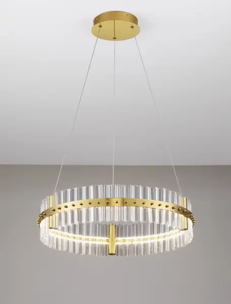LED stmívatelný platinum zlatý moderní lustr Kezo