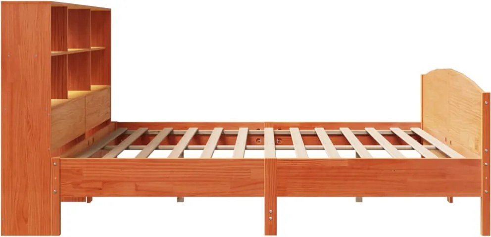 Postel s knihovnou bez matrace 200 x 200 cm masivní borovice 3323094