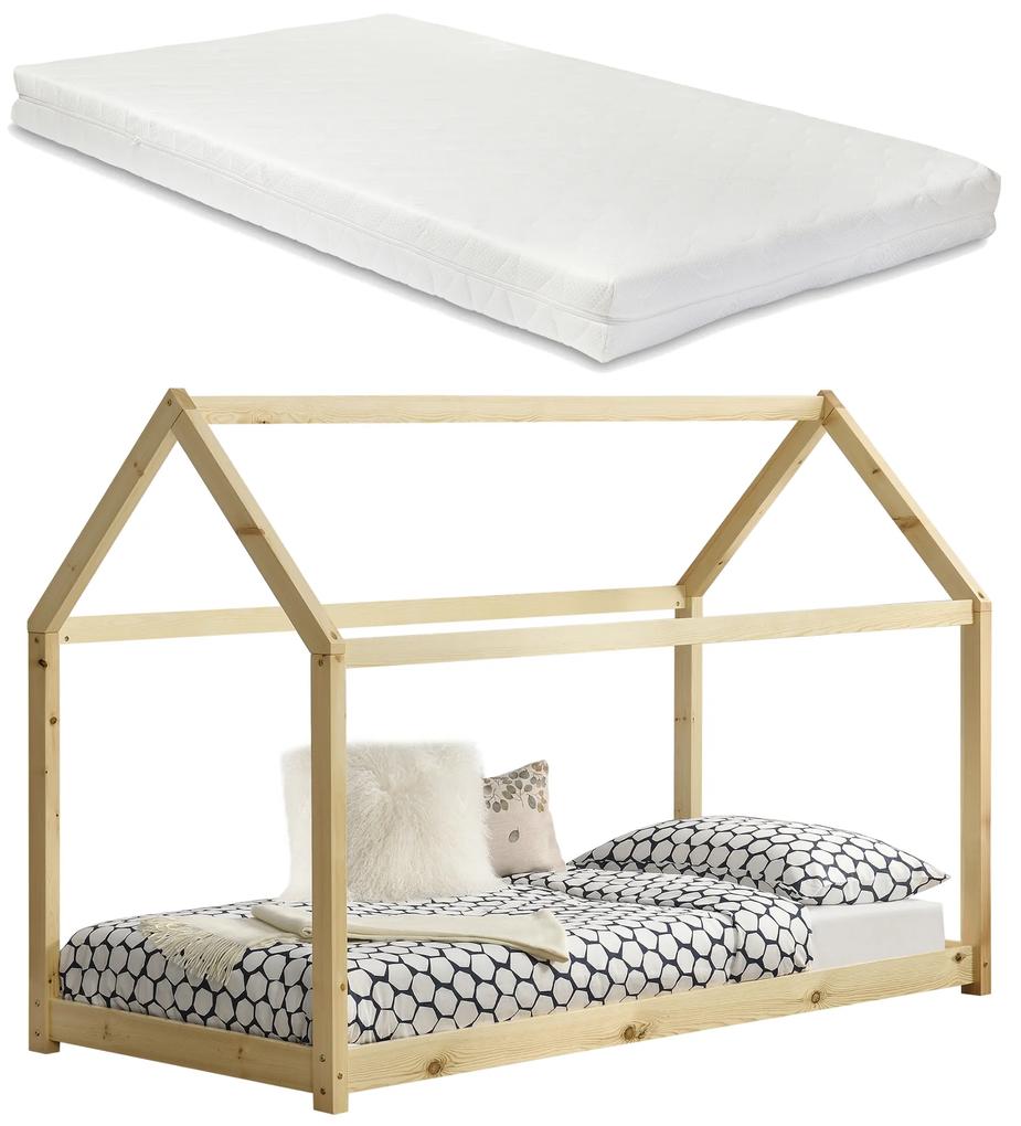[en.casa]® Dětská postel s matrací a roštem AAKB-8677 + HKSM