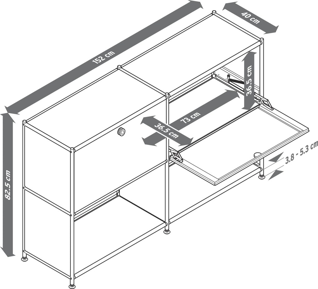 Tchibo - Kovová odkládací skříňka »Cn3« se 2 přemístitelnými výklopnými dvířky - barva: hnědá