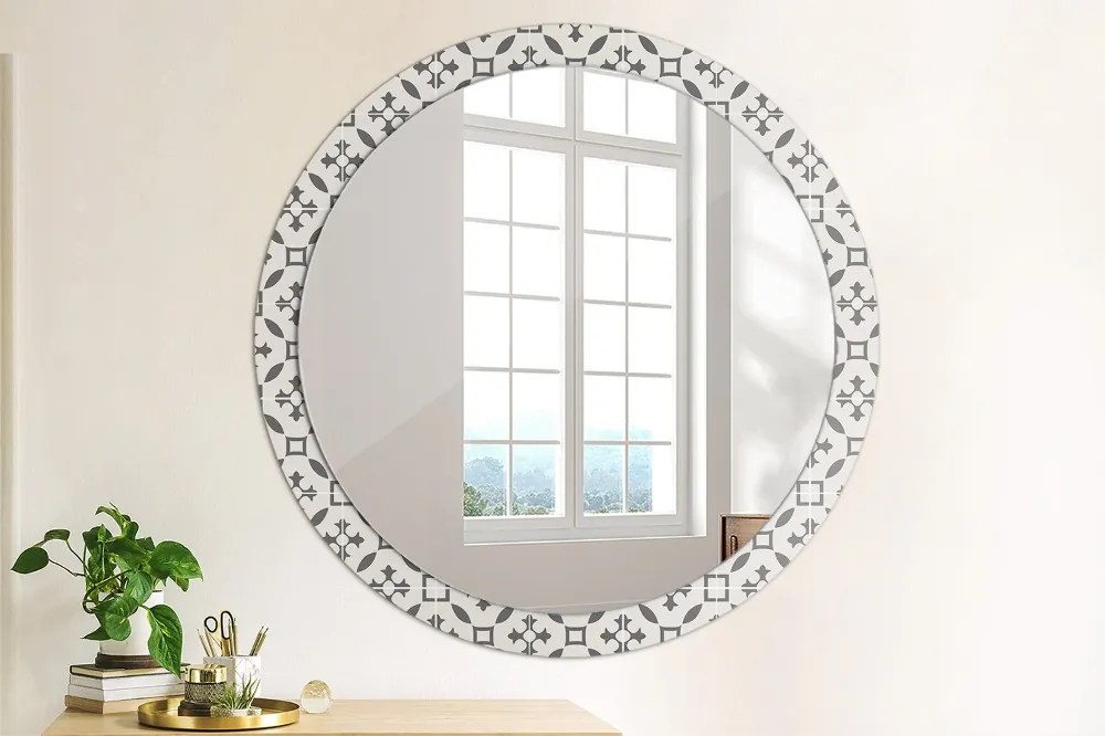 Kulaté zrcadlo tištěný rám Starožitné dlaždice fi 100 cm