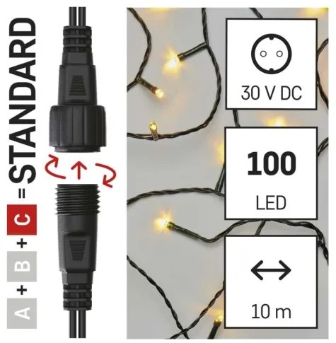 Propojovací vánoční řetěz bez zdroje EMOS Connecting D1AW02 ZY1439 50LED 5m teplá bílá