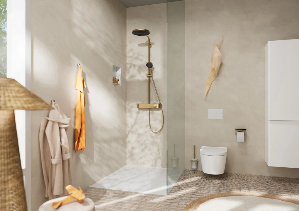 Hansgrohe Pulsify S, Showerpipe 260 1jet s termostatem ShowerTablet Select 400, kartáčovaný bronz, HAN-24220140