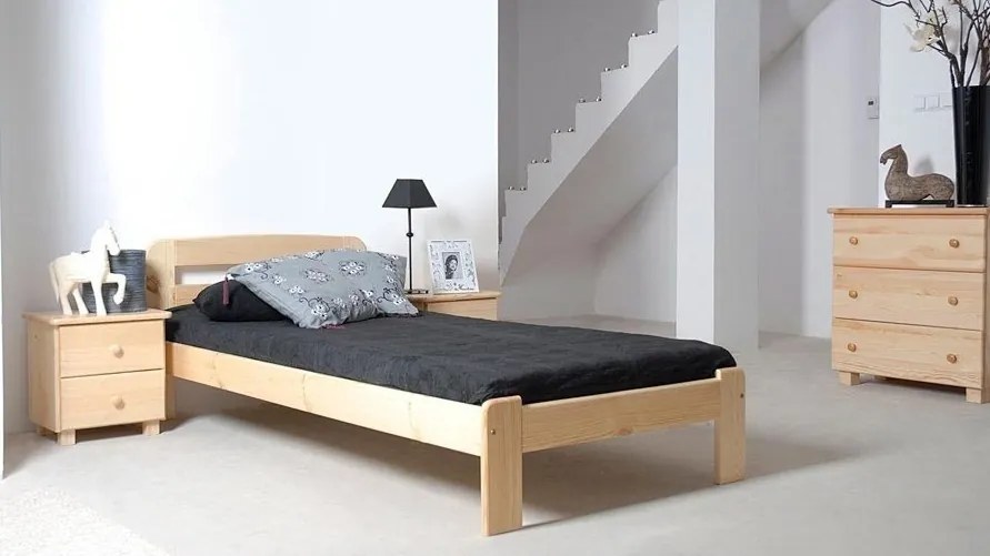 Dřevěná postel Sara 90x200 + rošt ZDARMA (Barva dřeva: Ořech)