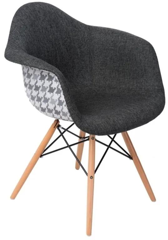 Designová židle DAW čalouněná, šedá/kohoutí stopa