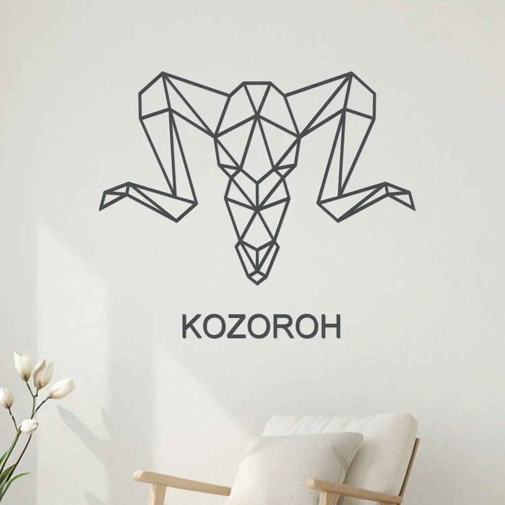 dřevo života Dřevěná samolepka na zeď znamení KOZOROH Zvolte rozměr (cm): 60x52, Zvolte barvu dekoru: Černá