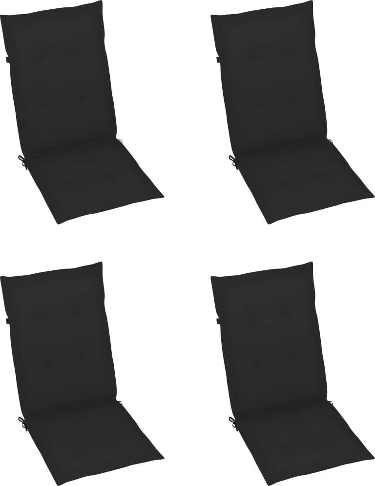 vidaXL Zahradní polohovací židle s poduškami 4 ks masivní akácie [3065354] Barva: Vzor listí