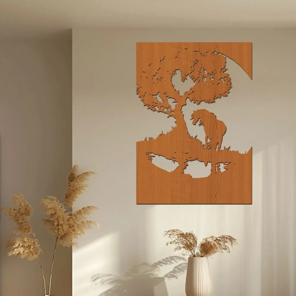 dřevo života Dřevěný obraz koně ŽIVOTNÍ ENERGIE Zvolte rozměr (cm): 57x80, Zvolte barvu dekoru: Ořech
