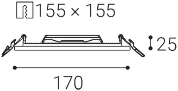 LED2 SLIM-Q, zápustné stropní LED svítidlo, IP43 Velikost svítidla: M