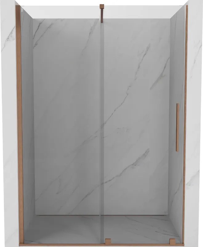 Mexen Velar, posuvné dveře do otvoru 160x200 cm, 8mm čiré sklo, měděná matná, 871-160-000-01-65