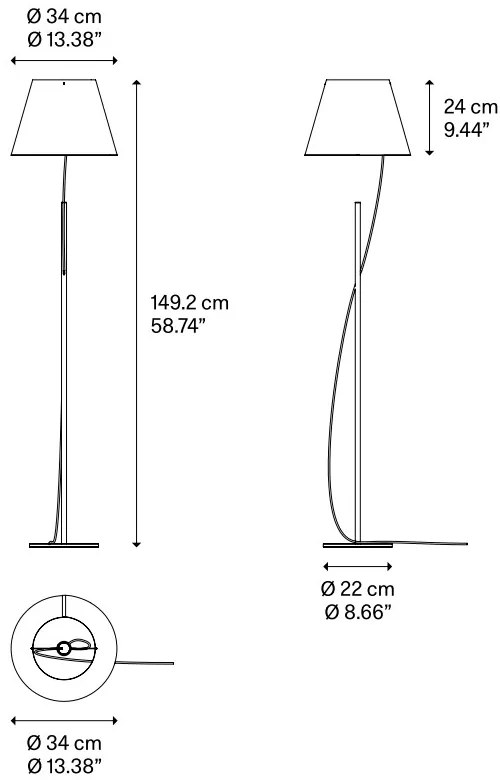 Lodes Hover,  bílá designová stojací lampa s dotykovým ovládáním, 6W LED 2700K, výška 149,2cm
