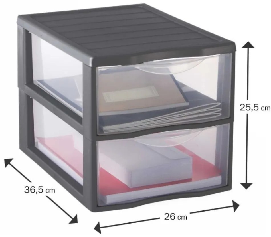 SUNDIS Úložný box se 2 zásuvkami, antracit, OFFICEMIX A4