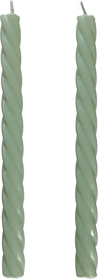 TWISTED Sada lesklých svíček 2 ks 25,5 cm - mátová