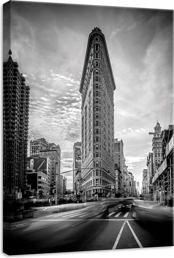 Obraz 50x70 Flatiron New York architektura město černobílé budovy