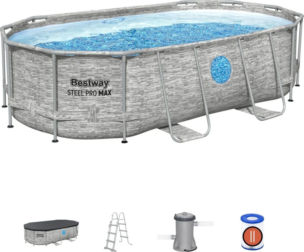 BESTWAY Power Steel Swim Vista bazén s oknem 427x250x100 14x8FT 7in1