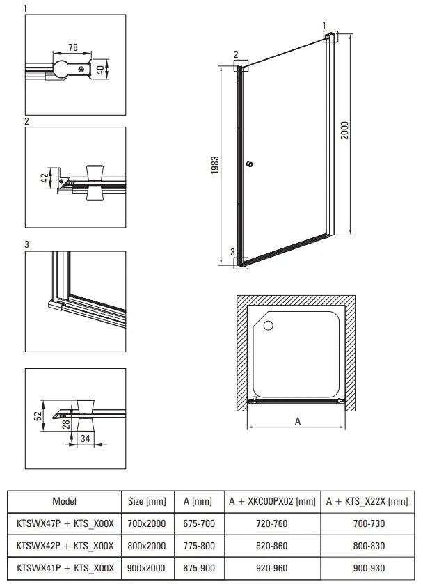 Deante Kerria Plus, 1-křídlé sprchové dveře 80x200 cm, 6mm čiré sklo, černý profil, DEA-KTSWN42P