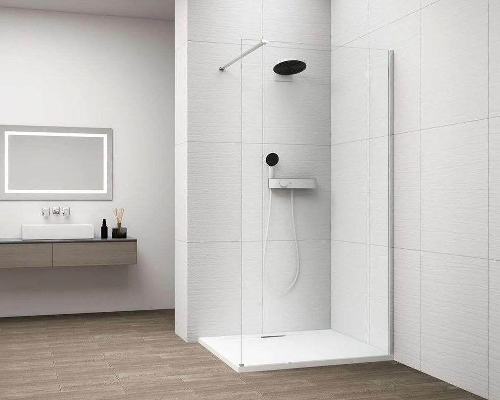 Polysan Esca - Sprchová stěna Walk-In 120x210 cm, Antidrop, sklo čiré/chrom ES1012-01